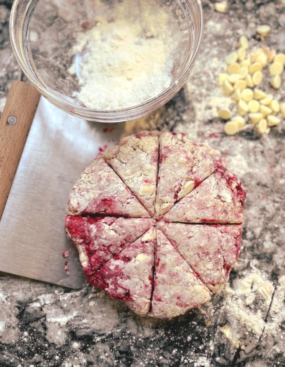 Sourdough White Chocolate Raspberry Scones - Unhurried Homemaker