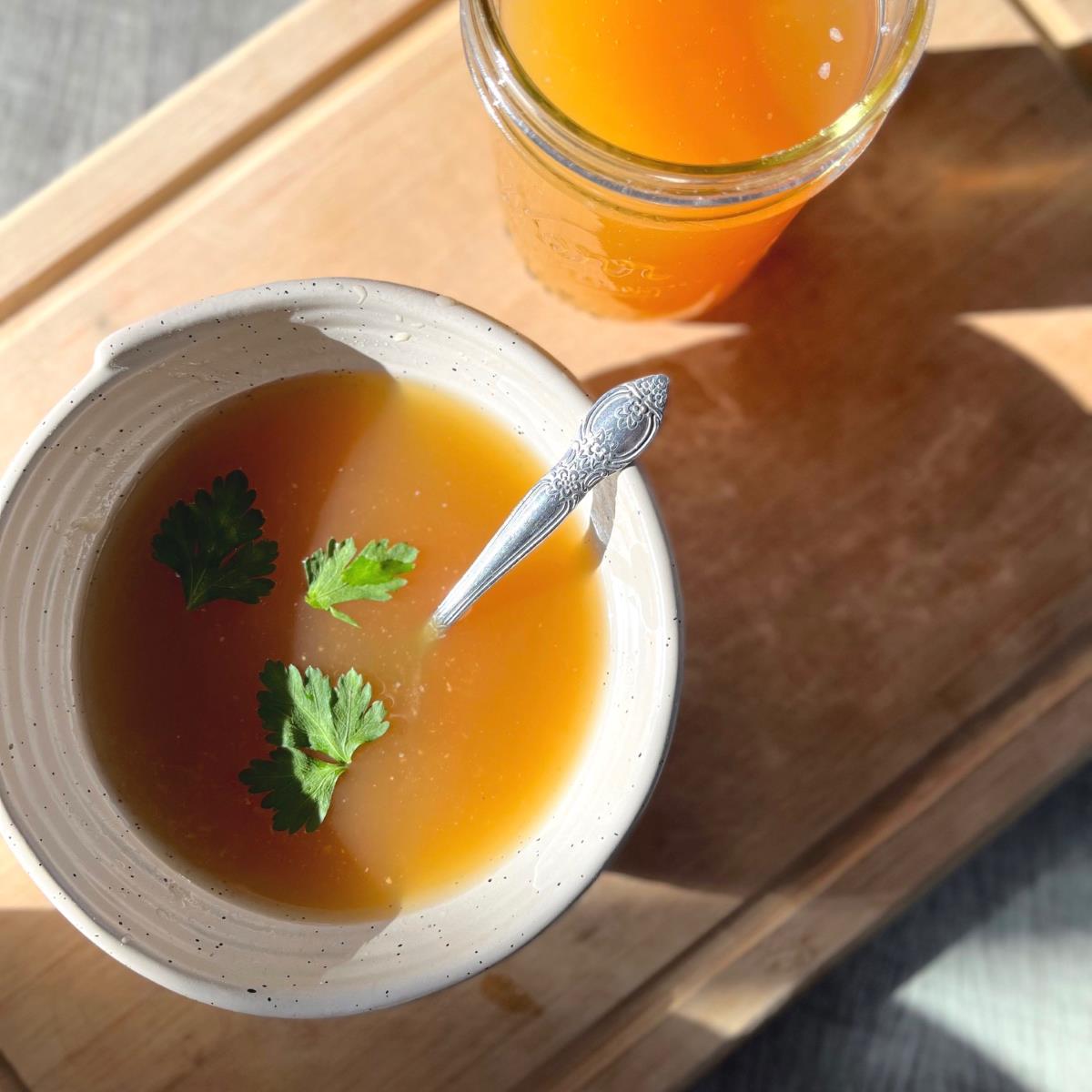 Homemade Chicken Bone Broth - Can be Made with Scraps! - Unhurried ...